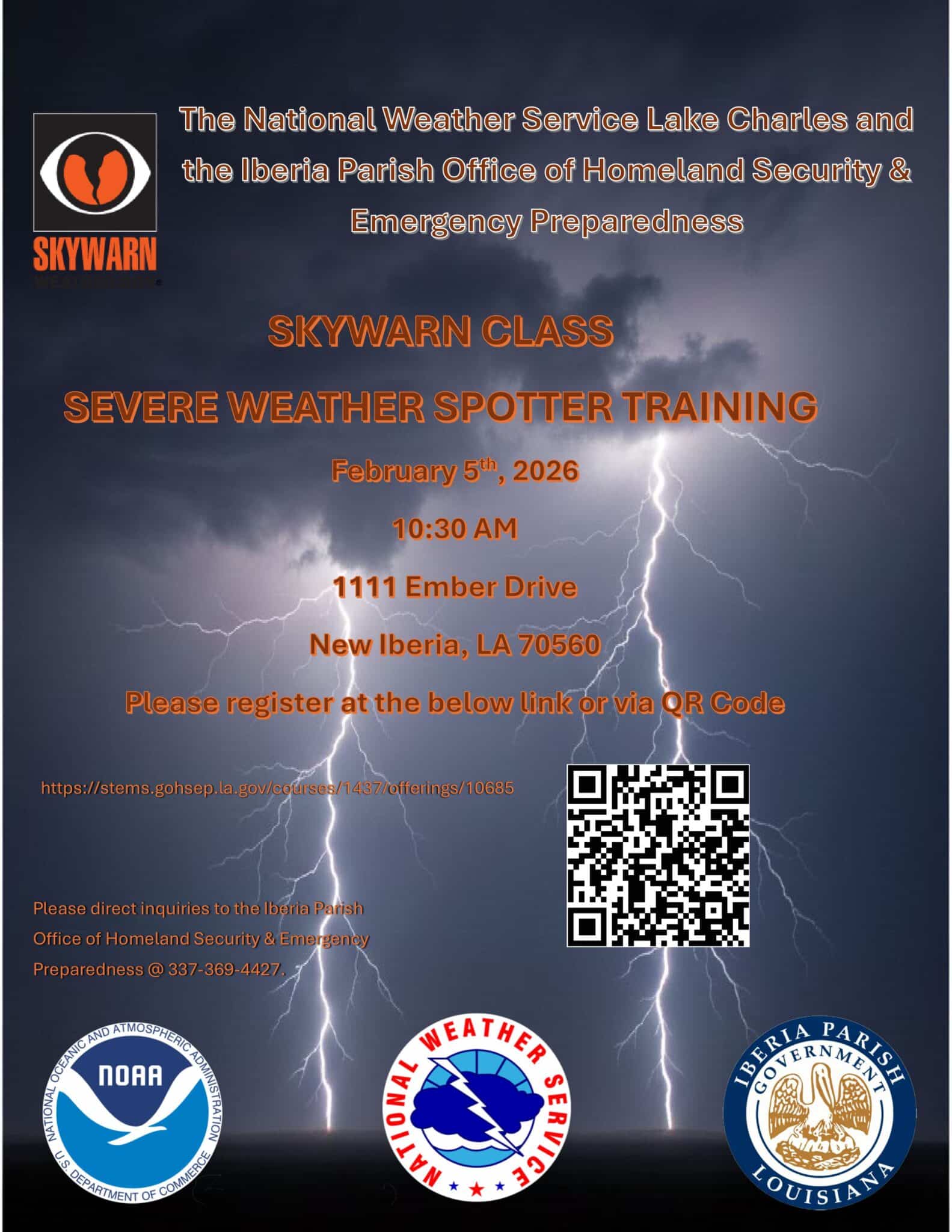 SkyWarn Severe Weather Spotter Class – February 5, 2026 | Iberia Parish ...