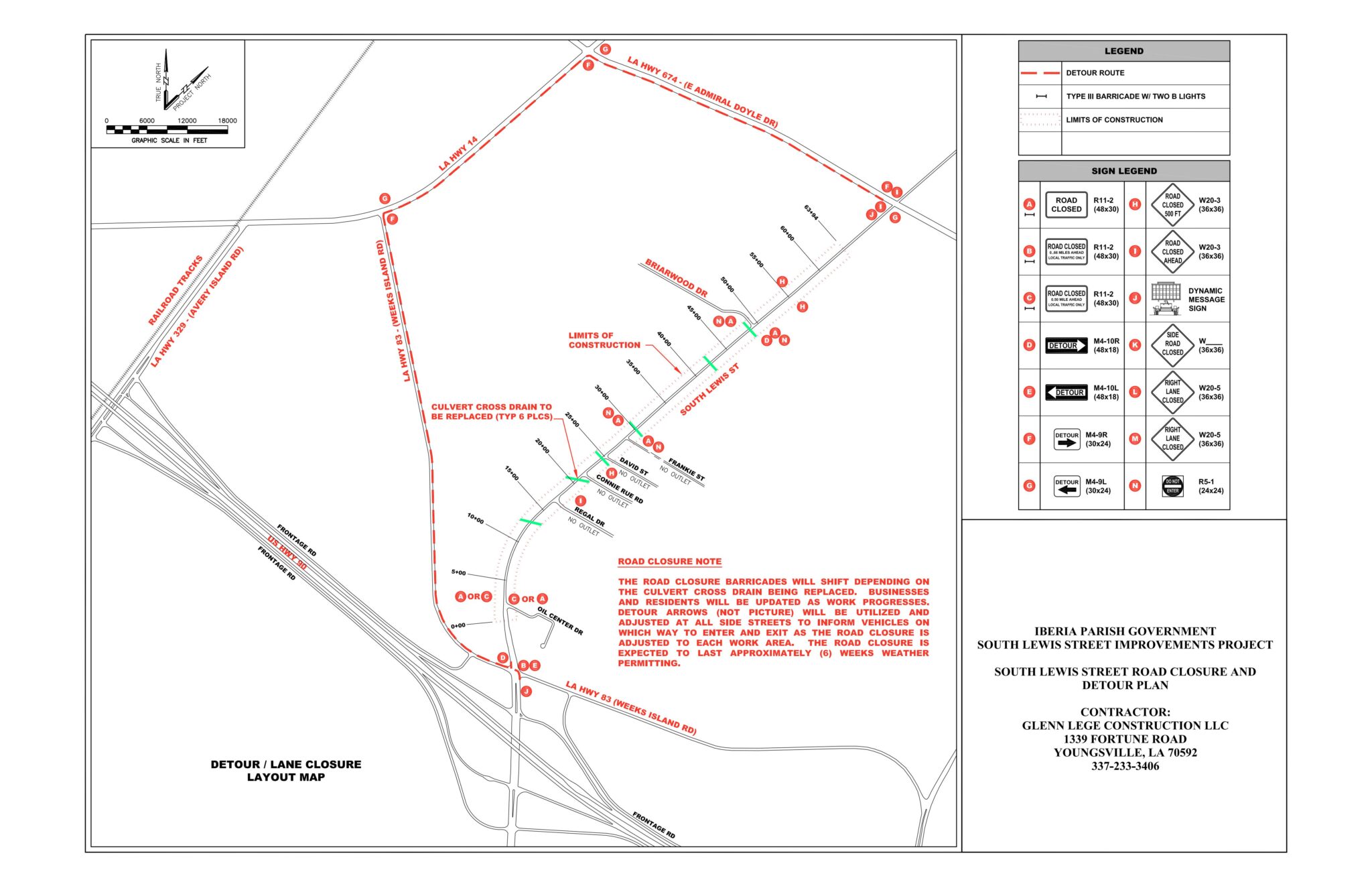 South Lewis Street Road Closure & Detour Plan | Iberia Parish Government