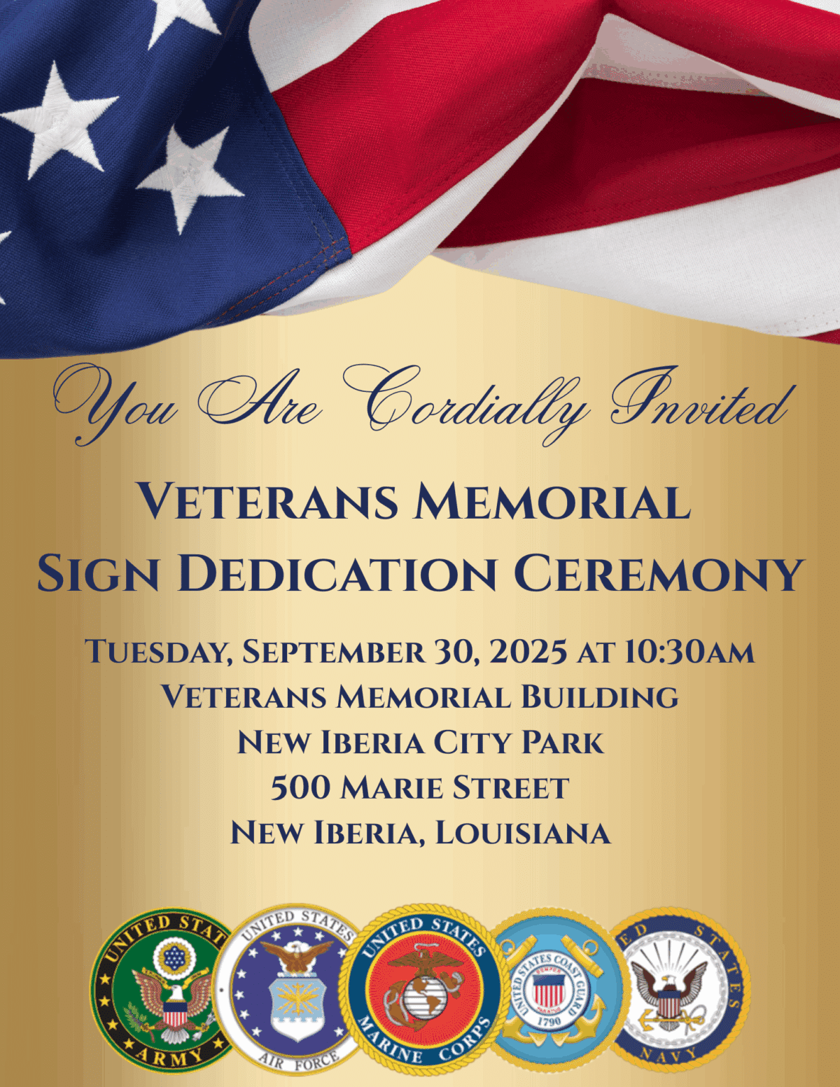 Veterans Memorial Sign Dedication Ceremony | Iberia Parish Government