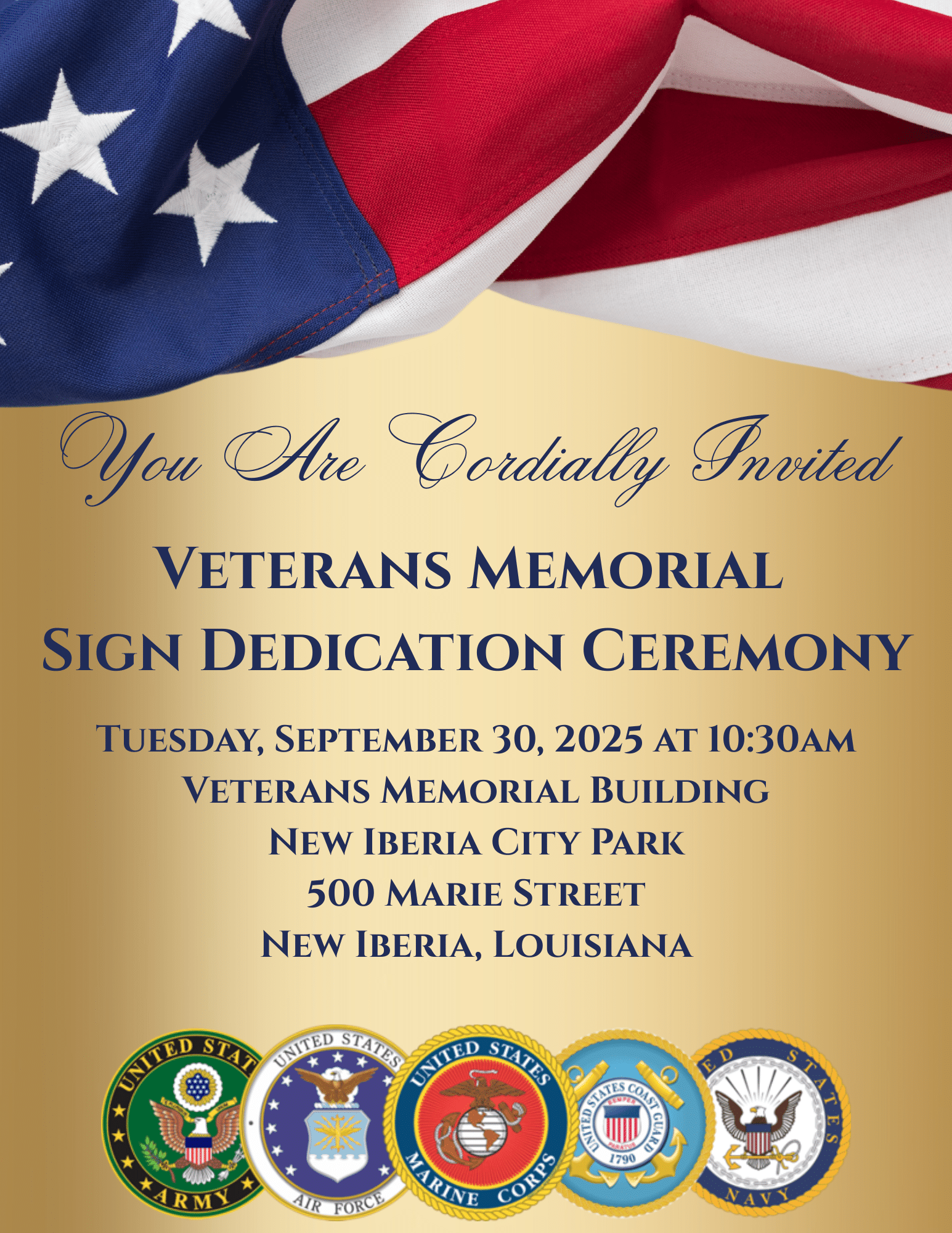 Veterans Memorial Sign Dedication Ceremony | Iberia Parish Government